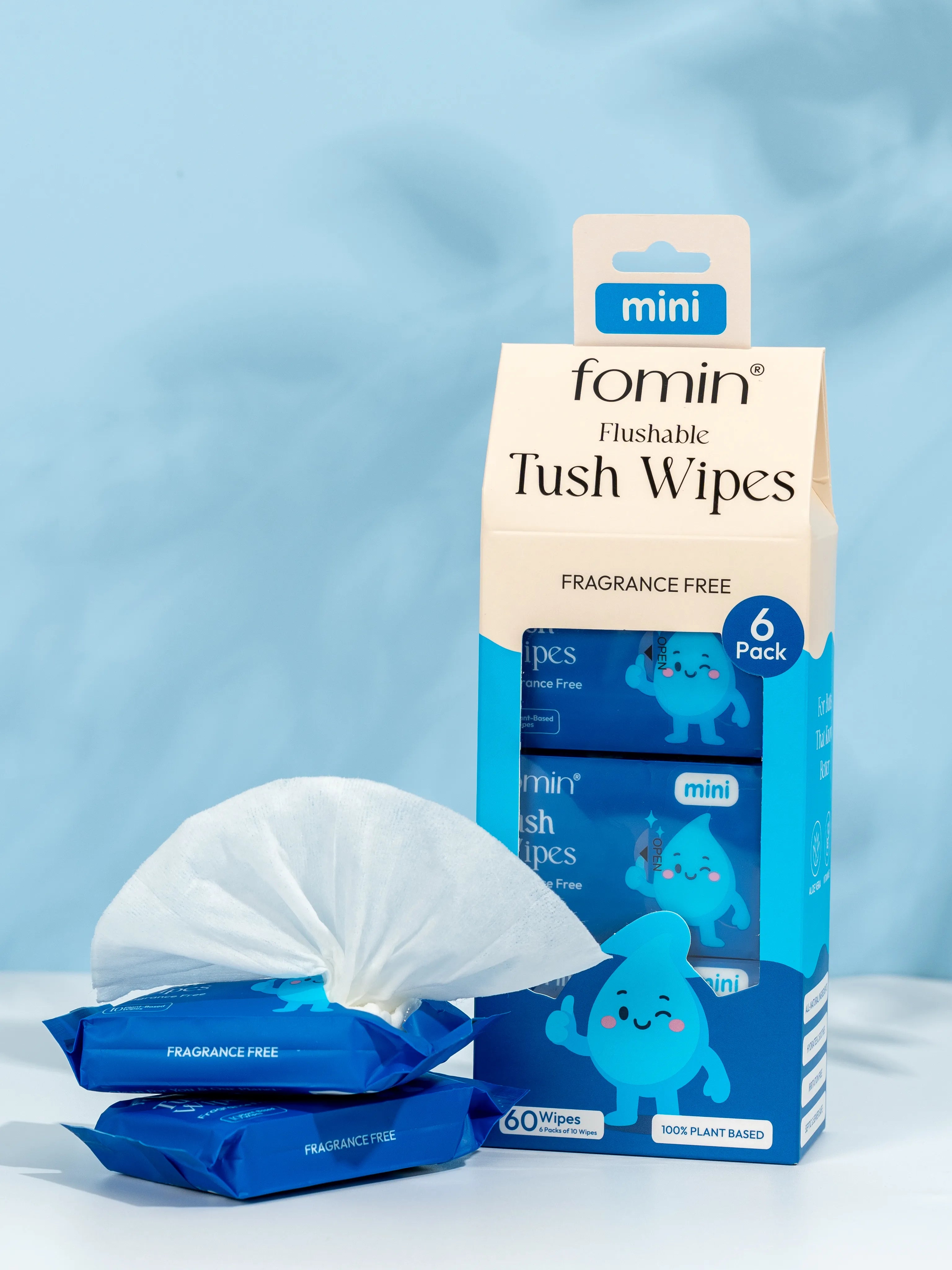 Fomin Flushable Tush Wipes – Fragrance Free | 6 Pack Mini